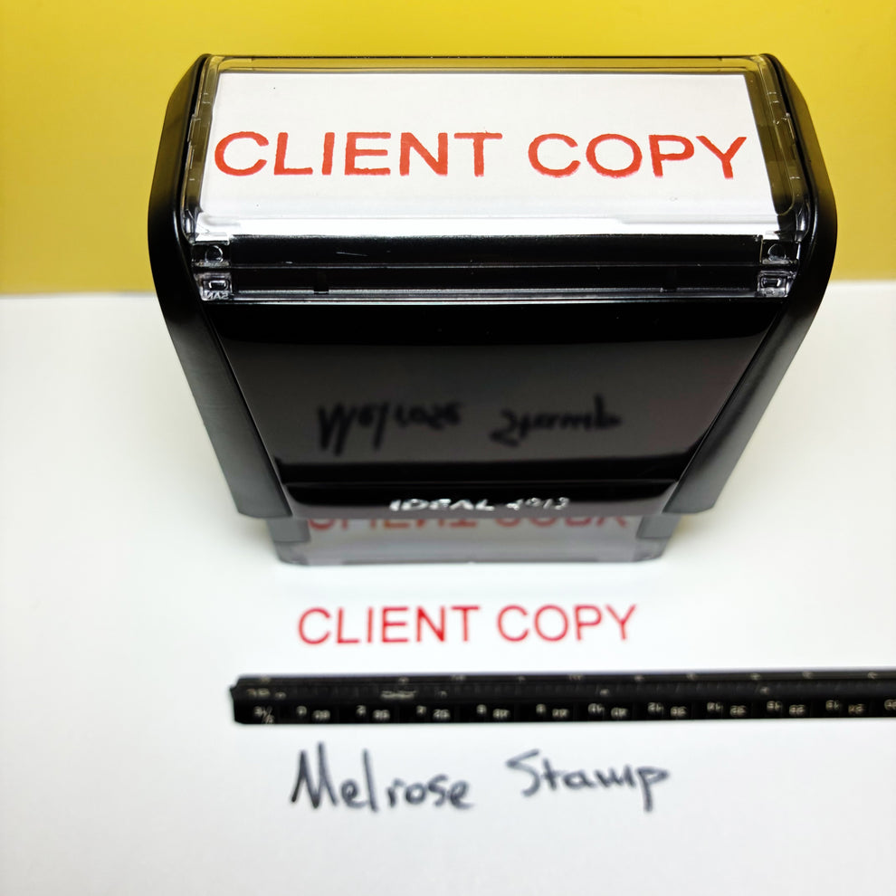 Client Copy Rubber Stamp Red Ink Self Inking Ideal 4913 – Melrose Stamp Co